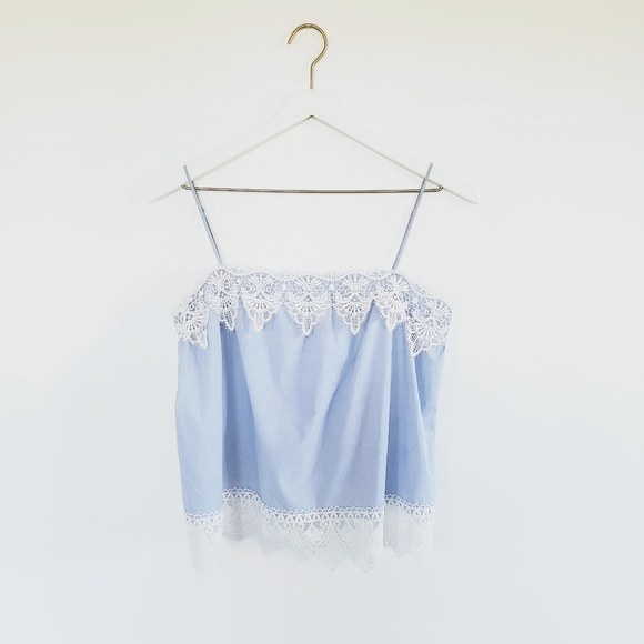 Express | Tops | Express Lace Trim Cotton Poplin Cami | Poshmark